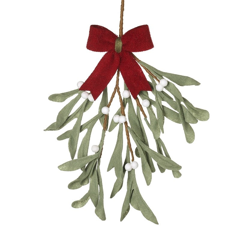 Green Felt Mistletoe with Bow Decoration – Fiona Firth Textiles
